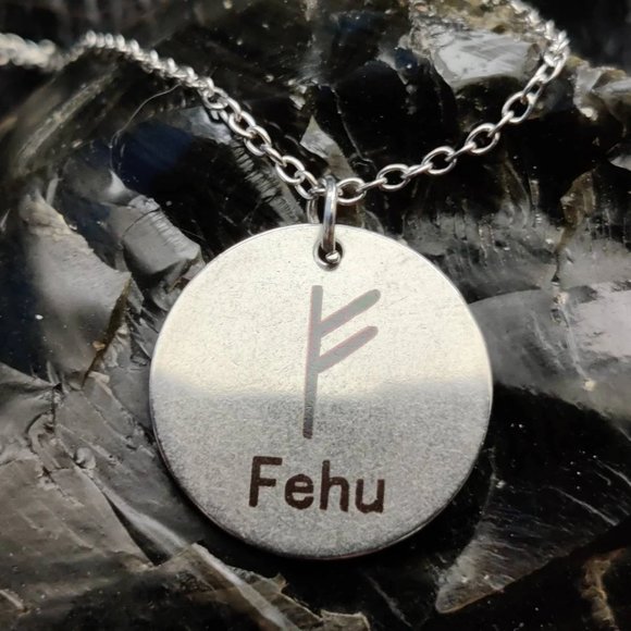Jewelry | Fehu Elder Futhark Rune Stainless Steel Pendant Necklace ...